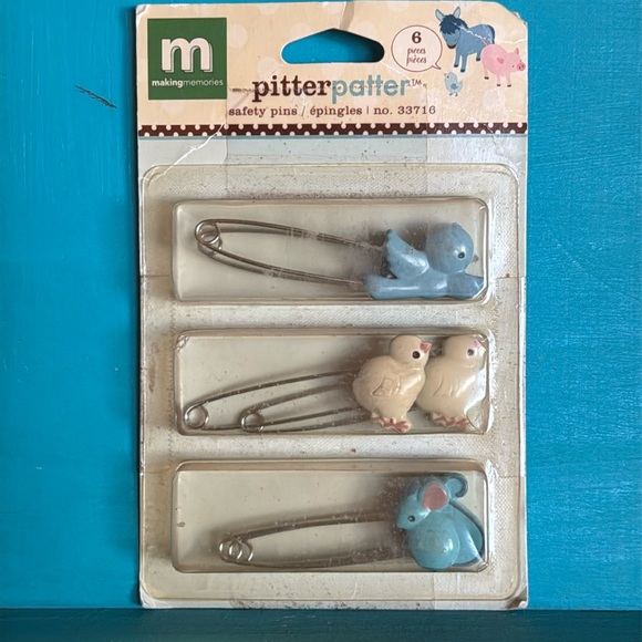 Other | Vintage Pitter Patter Diaper Safety Pins Blue Bird Chick And ...